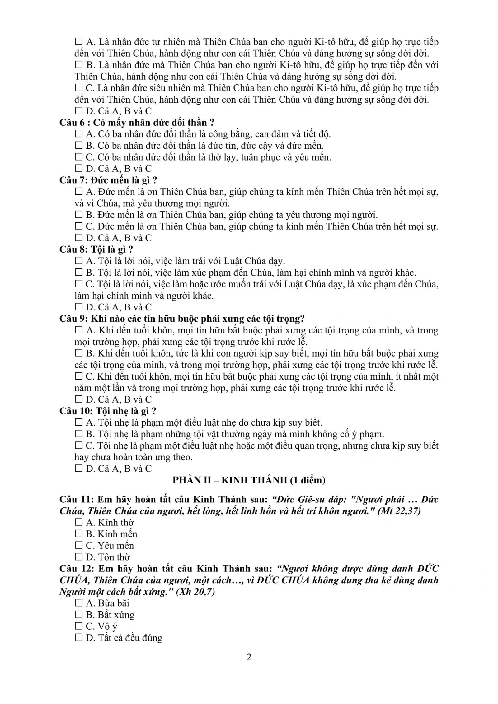 15 - Đề thi Học kỳ I - Ngành Thiếu Nhi cấp 2 - Mã số: HK1-TN203